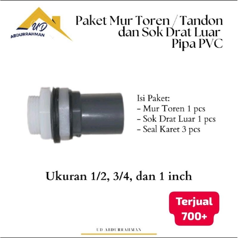 Jual Paket Mur Toren / Tandon dan Sok Drat Luar Pipa PVC SDL Socket ...