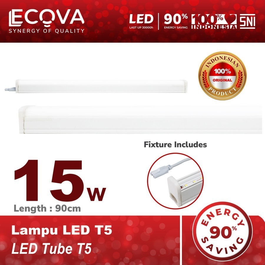 Jual LAMPU LED ECOVA TL T5 TERANG HEMAT ENERGI & TAHAN LAMA 15 WATT 90CM | Shopee Indonesia