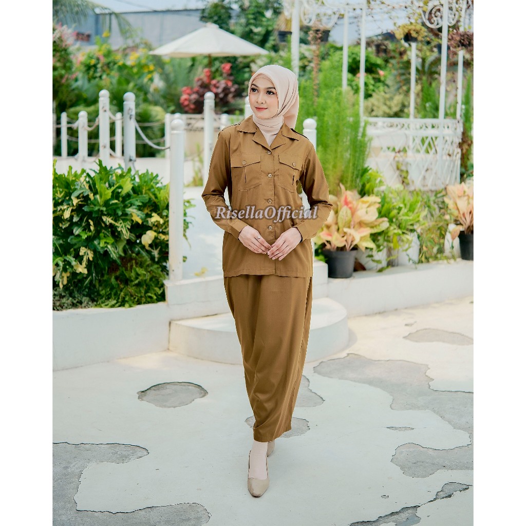Jual Baju Seragam Setelan Kerja Dinas Pemda PNS PDH Guru Wanita Lengan Panjang | Shopee Indonesia