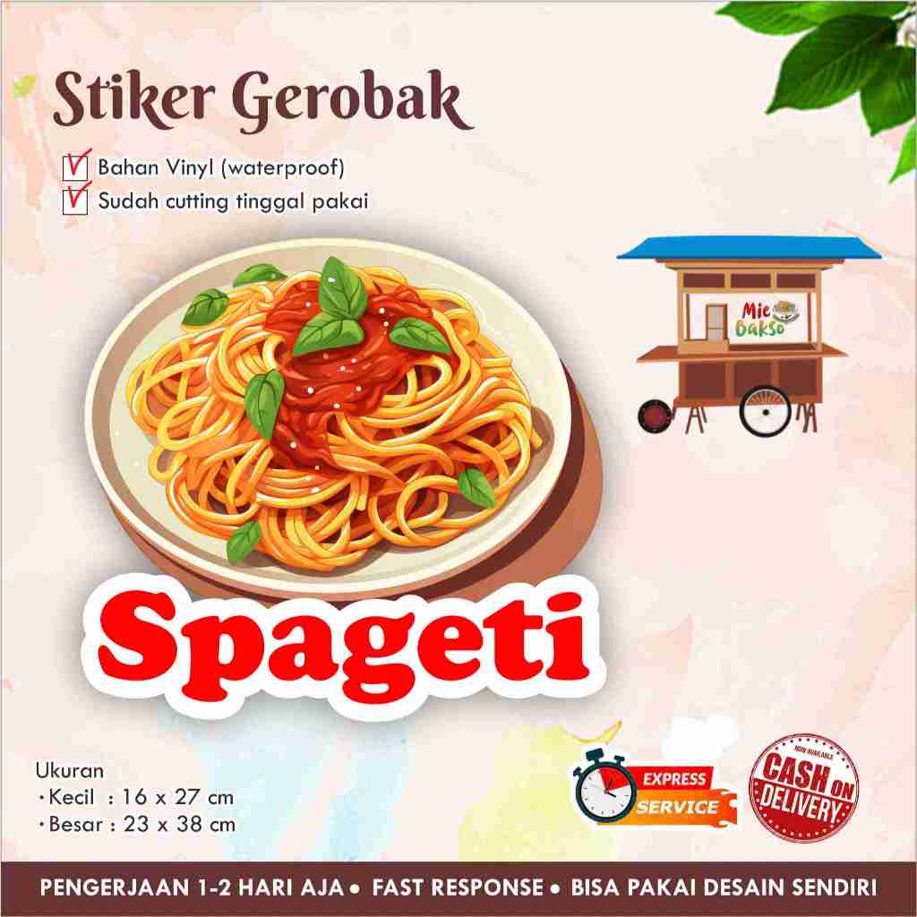 Jual STIKER KACA GEROBAK VINYL SPAGETI | Shopee Indonesia