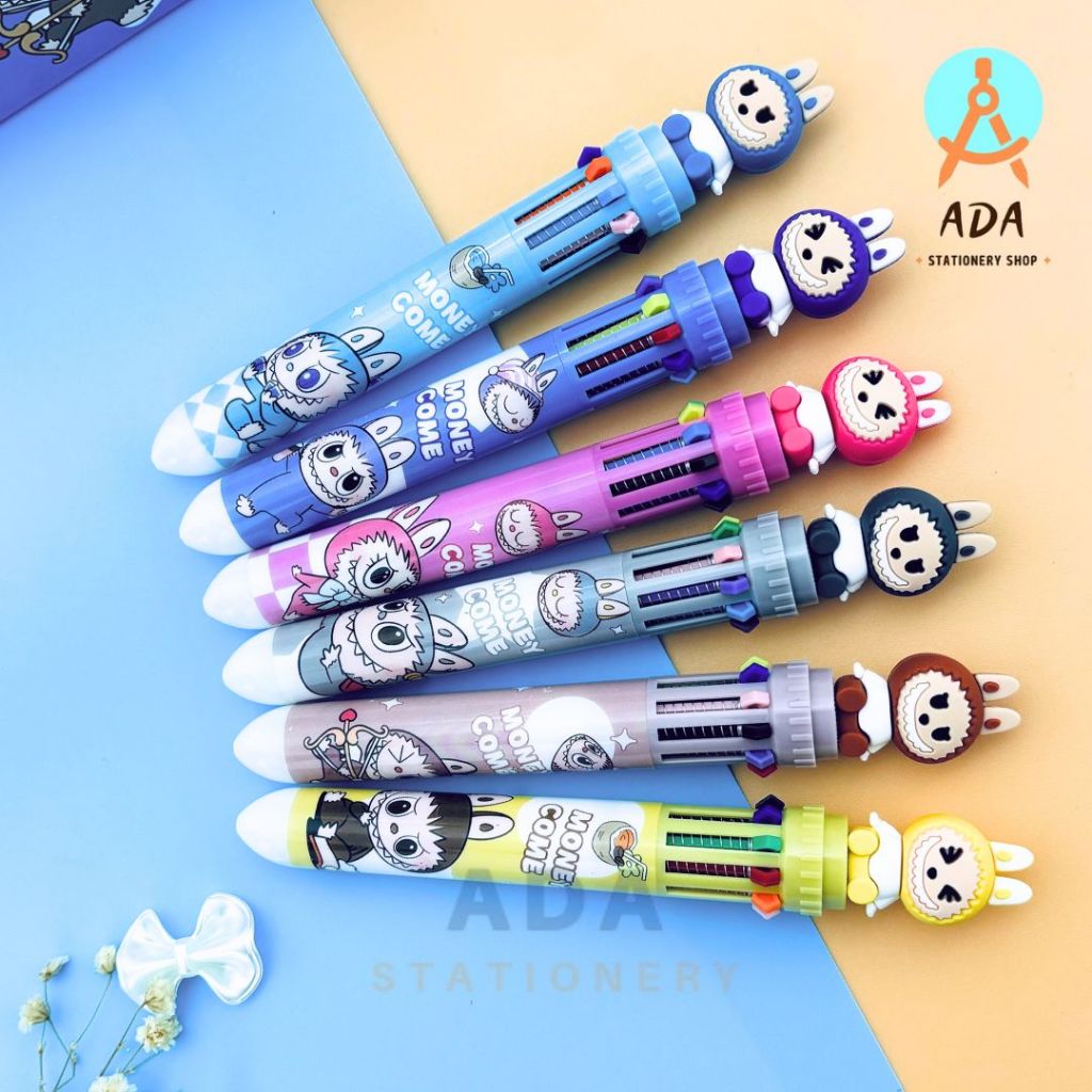 Jual (1pc) pulpen 10 warna LABUBU /9036/pen viral/ bolpen 10 warna ...