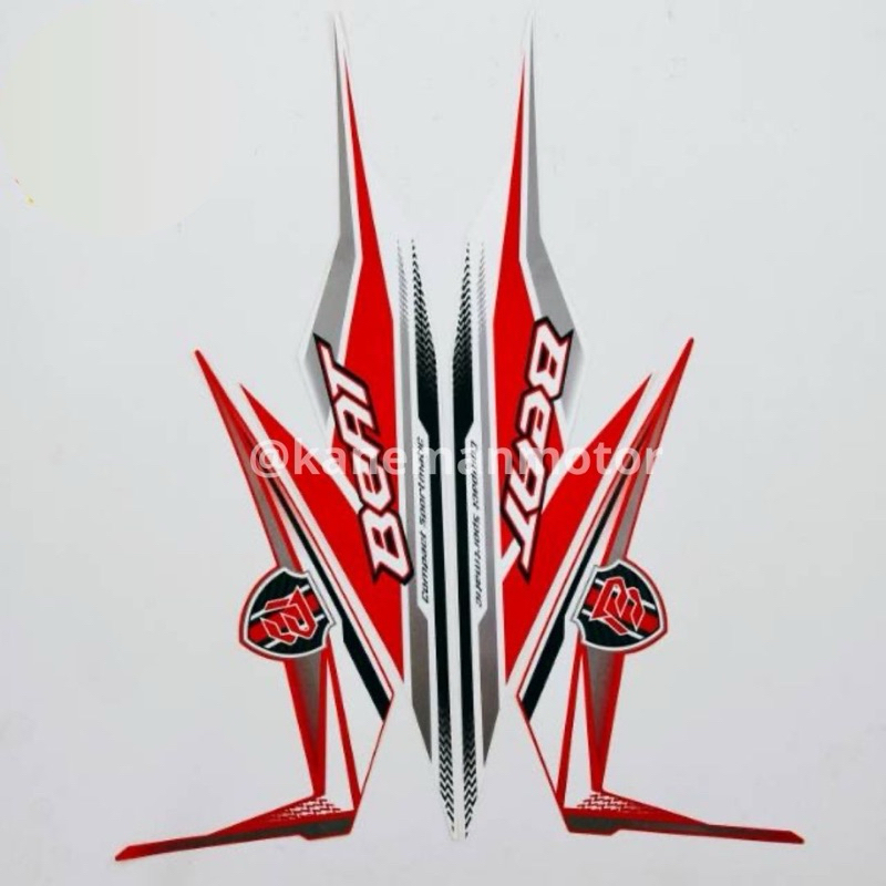 Jual sticker striping Honda Beat fi esp 2019 warna putih merah | Shopee ...
