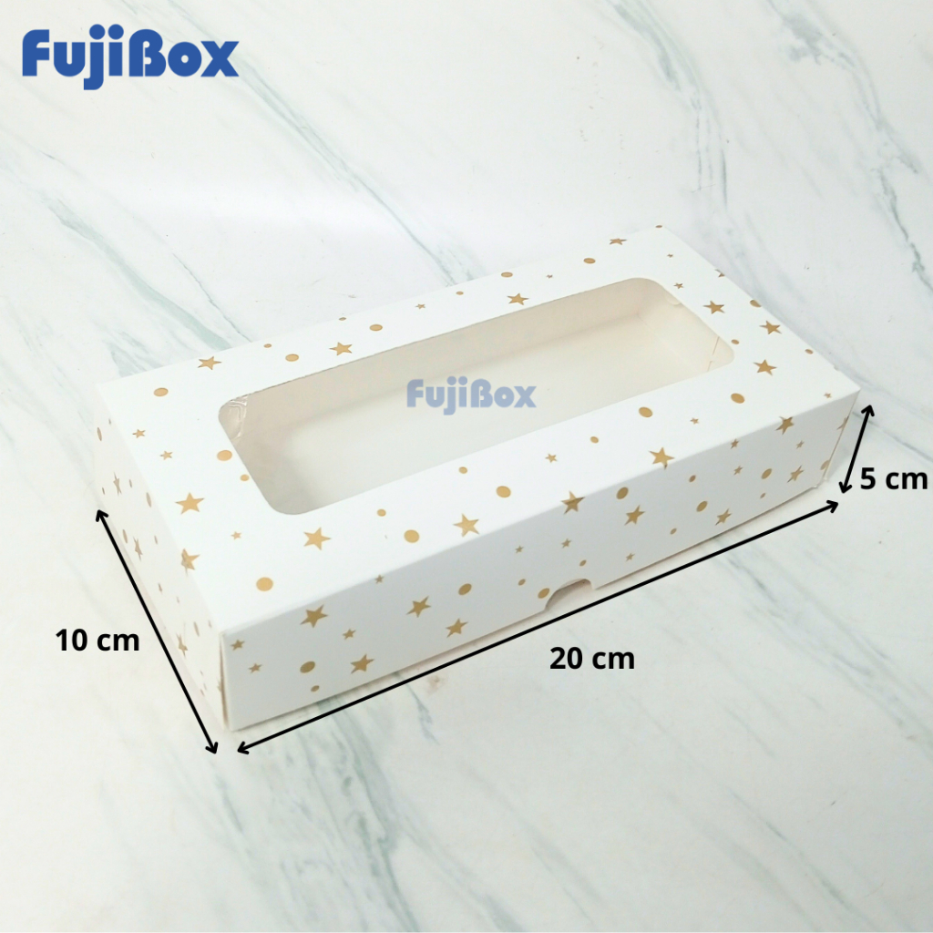 Jual (10 Pcs) Fuji Box Dus Kotak Kue Ivory Motif Polkadot Bintang Emas ...