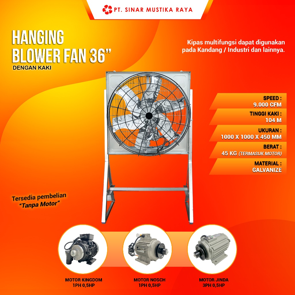 Jual Kipas Blower Tiup Portable Box Fan 36 Inch 1 / 3 Phase Pabrik ...