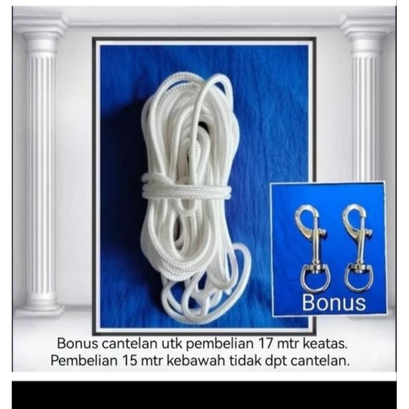 Jual Tali tiang Bendera padat 8 mm & 6 mm & 5 mm panjang 20 mtr & 30 ...