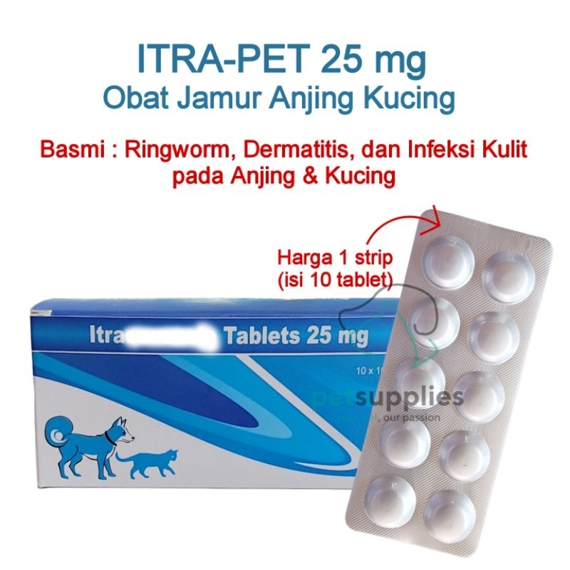 Jual Obat Jamur Anjing Kucing Ringworm Dermatitis ITRA-PET Harga 1 ...