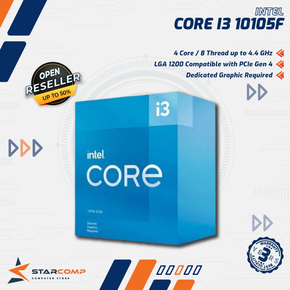 Jual PROCESSOR INTEL CORE i3 10105F LGA1200 4 CORES 8 THREAD BOX ...