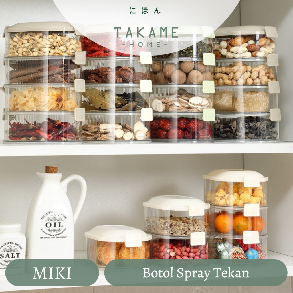 Jual |TAKAME| MIKI Toples Bumbu Dapur BPA FREE Rak Sekat Susun Cabai ...