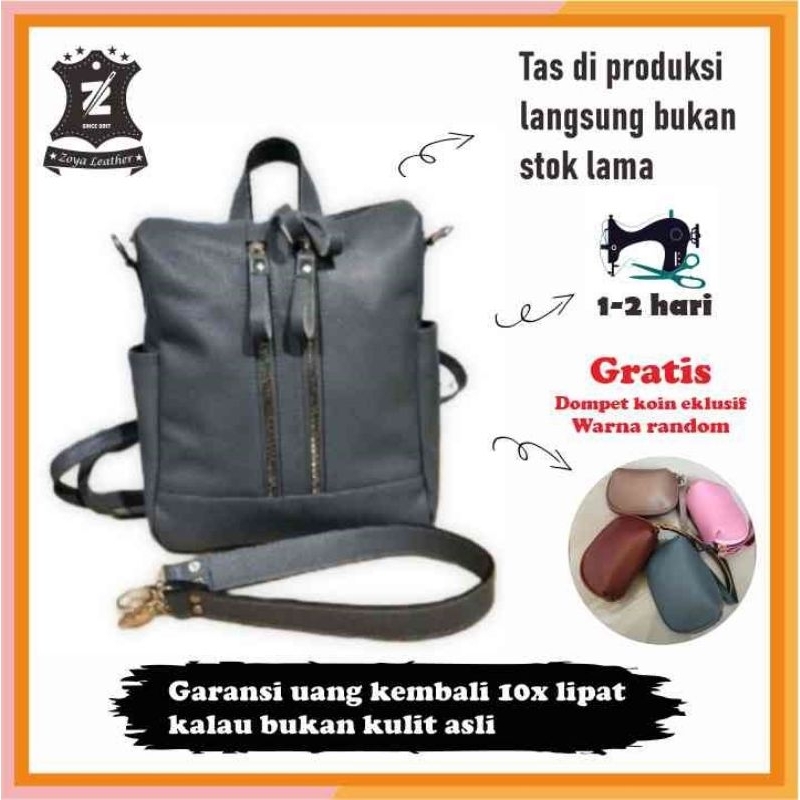 Jual TAS RANSEL WANITA KULIT SAPI ASLI GARUT | Shopee Indonesia