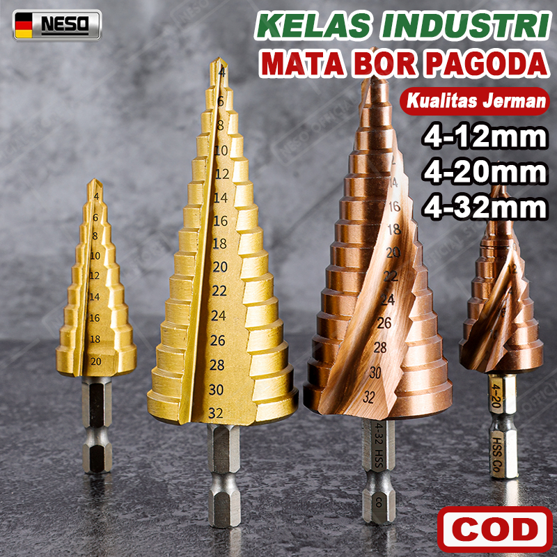 Jual Mata Bor Pagoda 4 12 20 32mm 3PCS Hole Saw Spiral （COD）HSS Steel ...