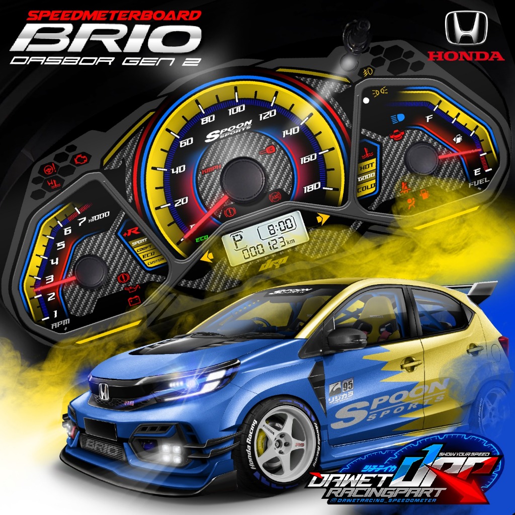 Jual SPEEDOMETER BRIO 3D CARBON model SPOON | Shopee Indonesia