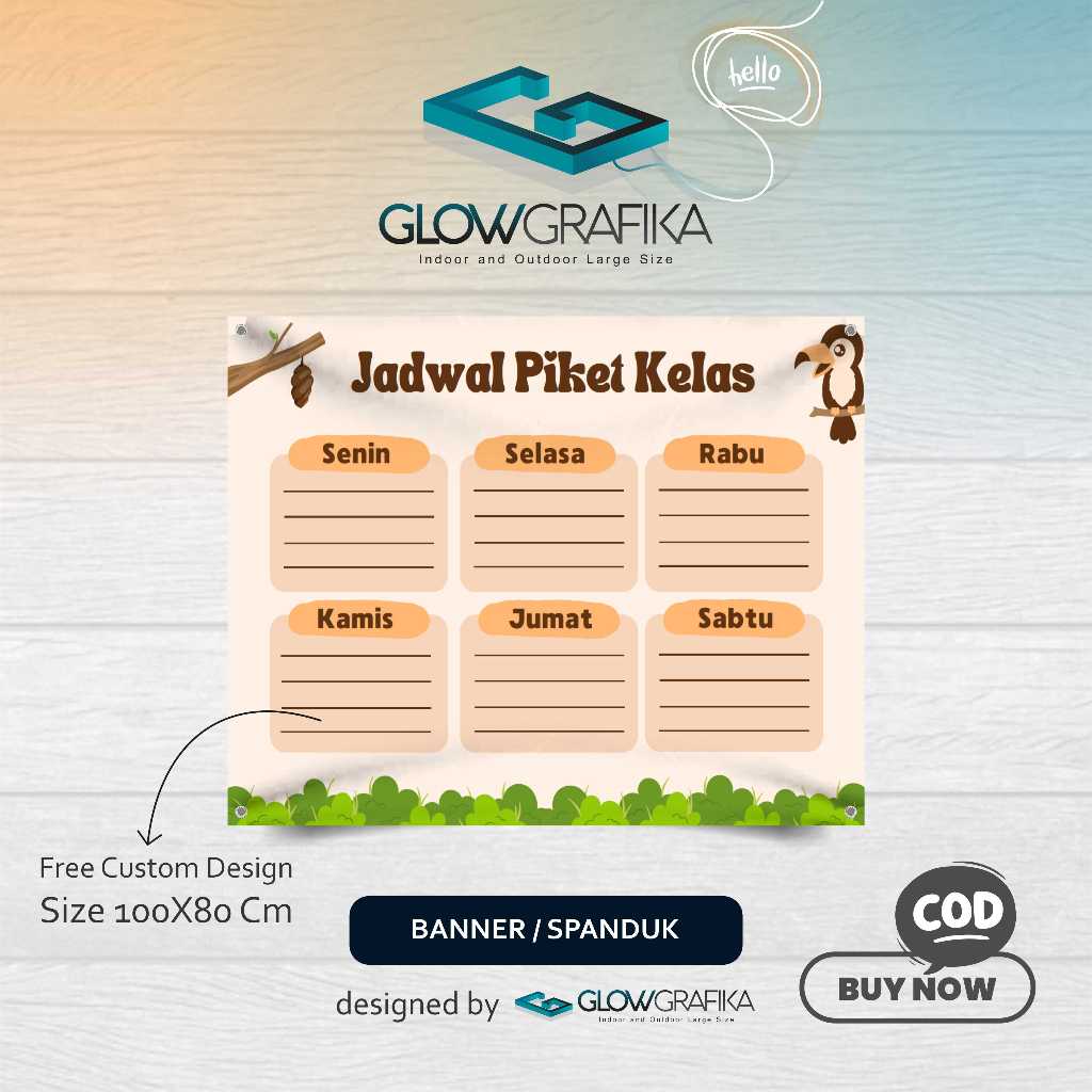 Jual Cetak Spanduk Banner Jadwal Piket Kelas Tema Burung | Shopee Indonesia