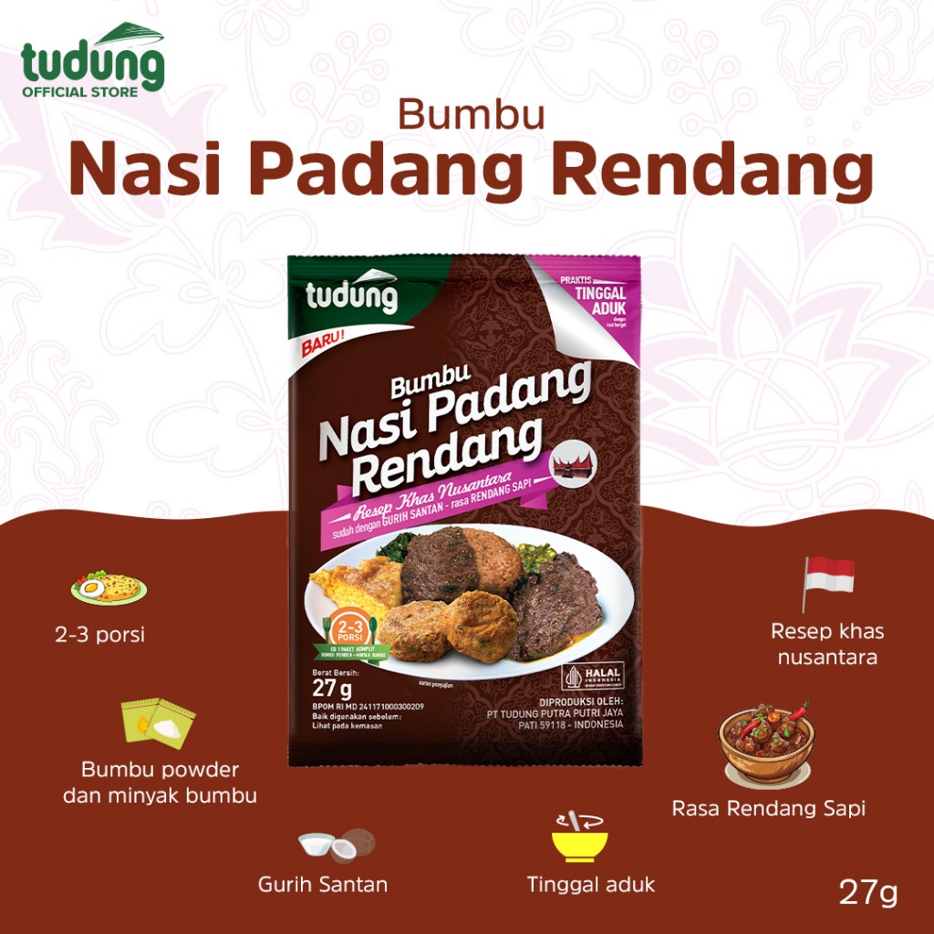 Jual Tudung Bumbu Nasi Padang Rendang 27gr Instant | Shopee Indonesia