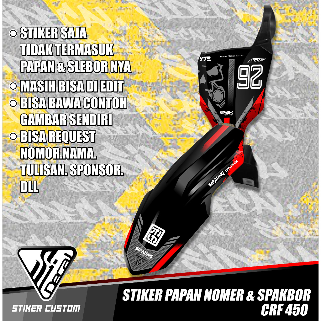 Jual stiker saja papan + slebor crf 450 bagus keren desain new arrival ...