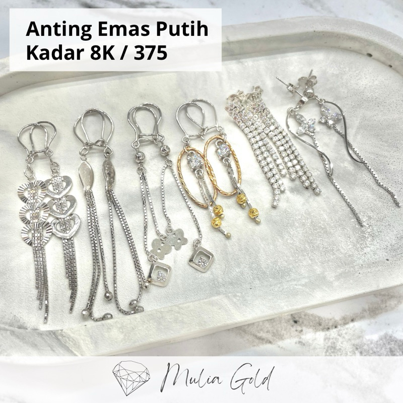 Jual Anting Emas Putih Kadar 8K / 375 ASLI 100% Elegan dan mewah, Toko ...