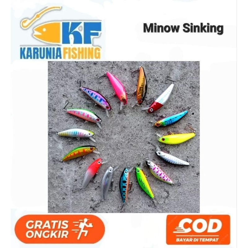 Jual Minow Sinking | Umpan pancing | Lure 5,5Cm 6,5Gr | Shopee Indonesia