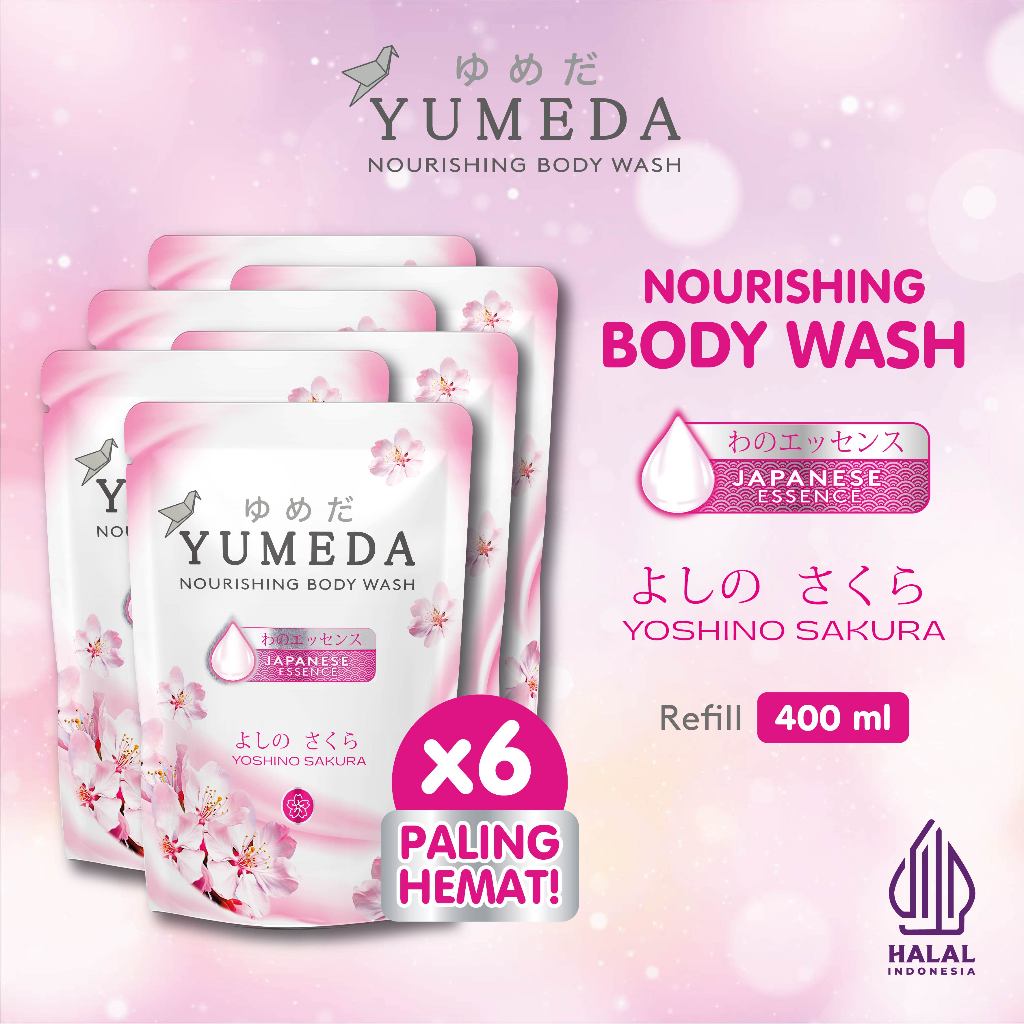 Jual YUMEDA Nourishing Body Wash Yoshino Sakura Pouch 400mL (6 pcs ...