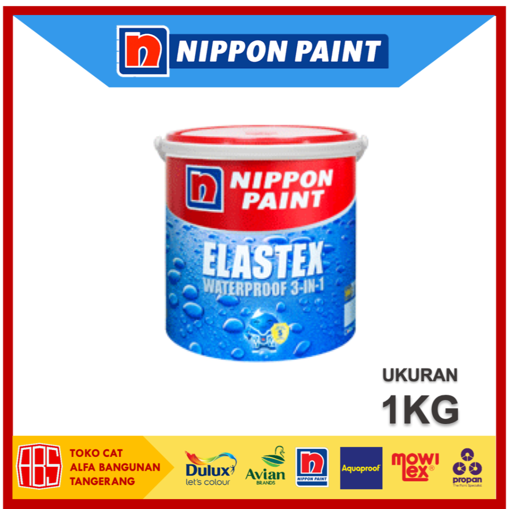 Jual Cat Nippon Paint Elastex - 1KG - Cat Tembok Waterproof 3-IN-1 | Shopee Indonesia