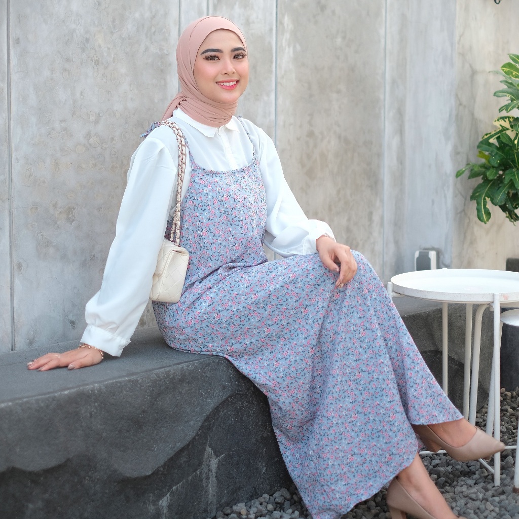 Jual SLOOPY DRESS OVERALL DRESS MOTIF BUNGA KOREAN STYLE OVERALL MOTIF ...