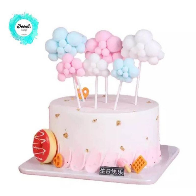 Jual Topper Awan/ Topper bentuk Awan Bintang/ Hiasan Kue Wool Awan ...