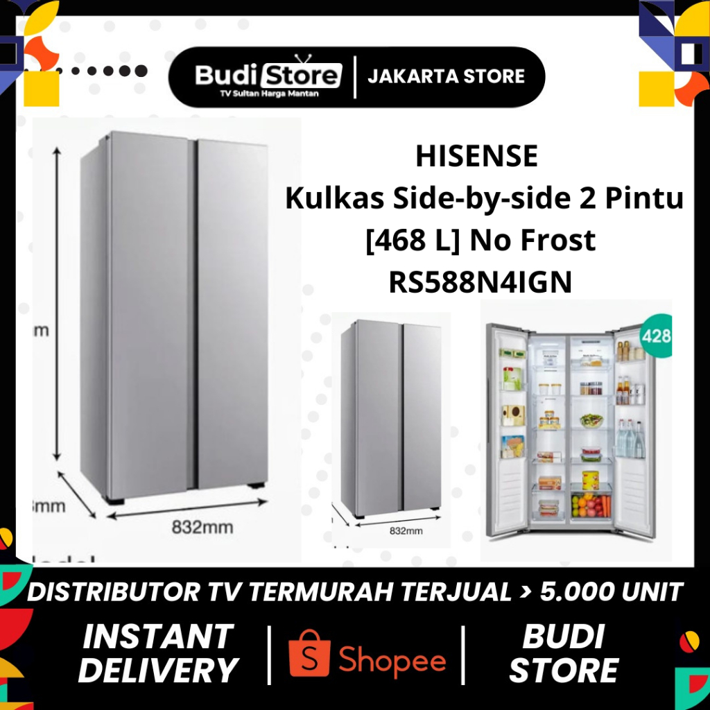 Jual HISENSE RS588N4IGN Kulkas Side-by-side 2 Pintu [468 L] No Frost ...