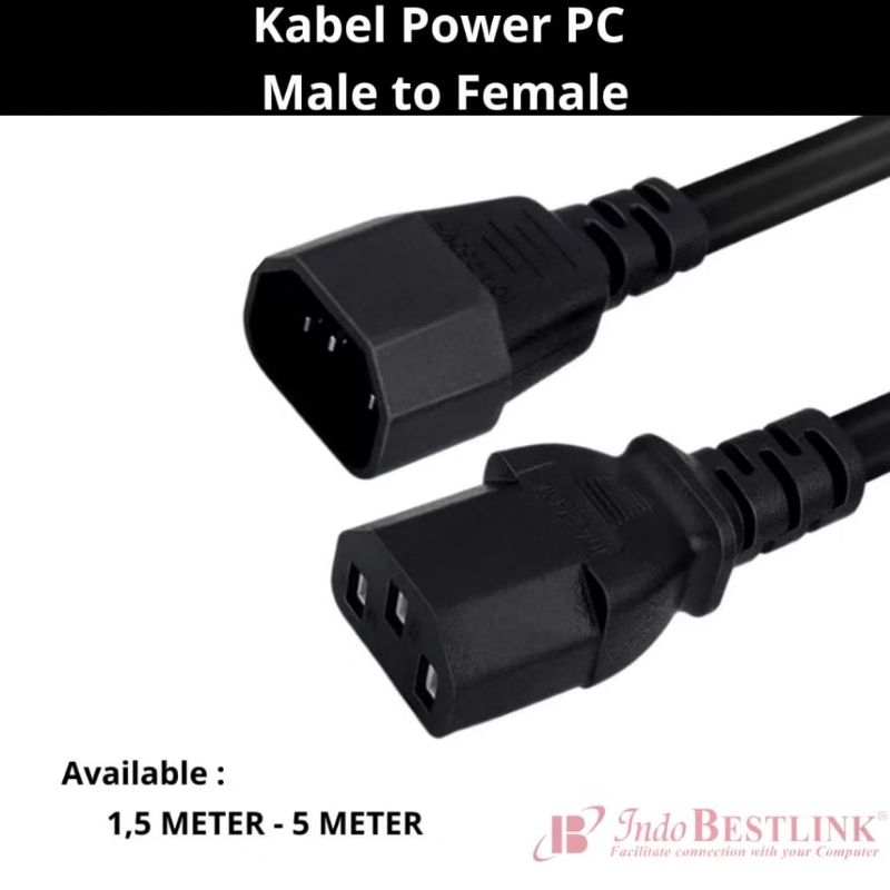 Jual Kabel PSU-CPU PC Female Male Power Monitor Komputer C13 C14 ...