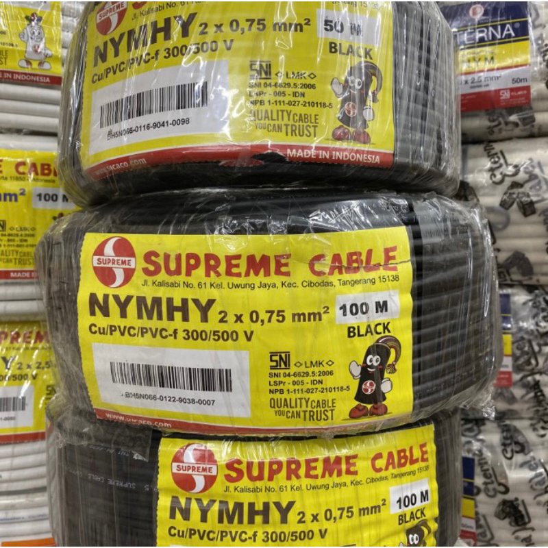 Jual Kabel NYMHY NYYHY 2x0.75 2x0,75 SUPREME Serabut Hitam 50 100 Meter | Shopee Indonesia