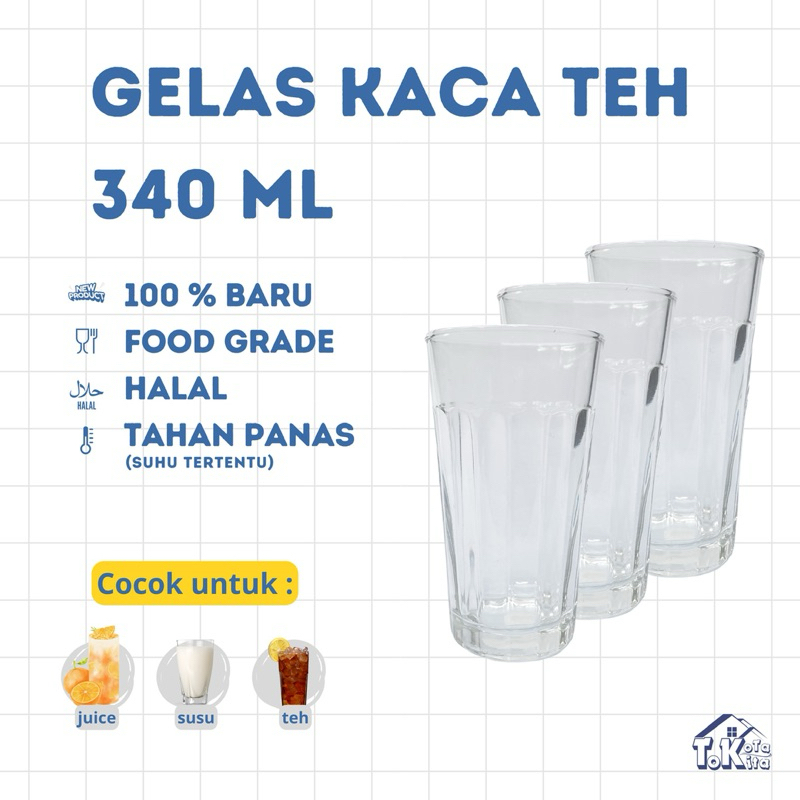 Jual Gelas Kaca Aesthetic Tinggi | Gelas Es Teh | Gelas Warung | Gelas ...