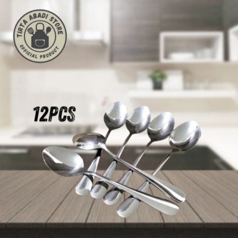 Jual 12 SENDOK MAKAN NOBLE | SENDOK BULAT POLOS STAINLESS STELL TEBAL ...