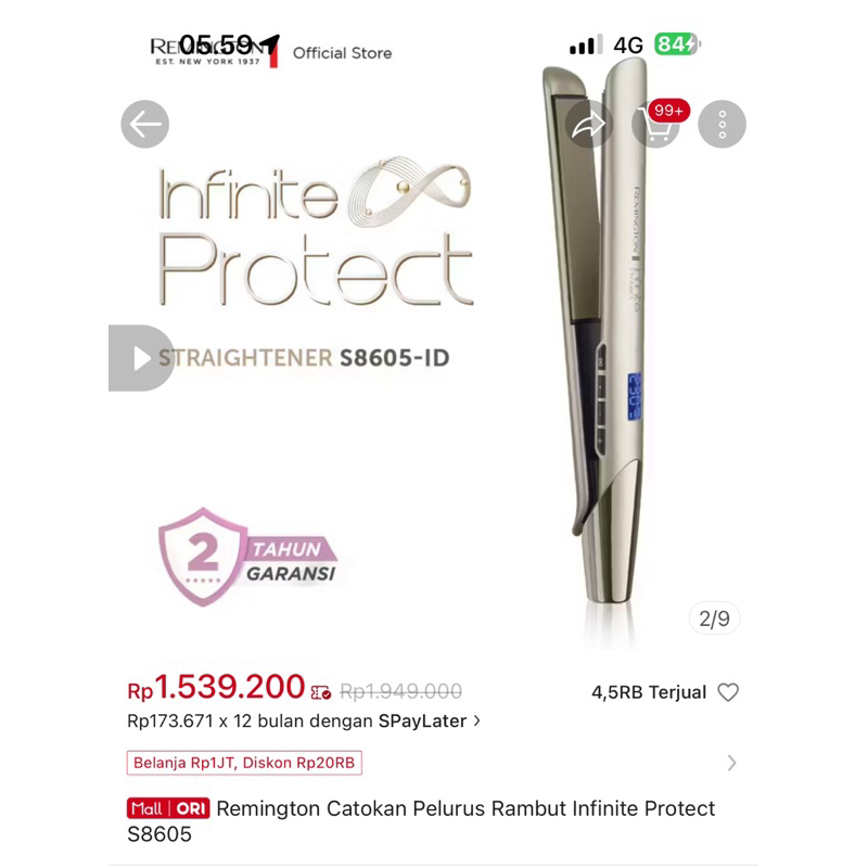 Jual Catok rambut Remington Infinite Protect S 8605 AP Intelligent Sensor | Shopee Indonesia