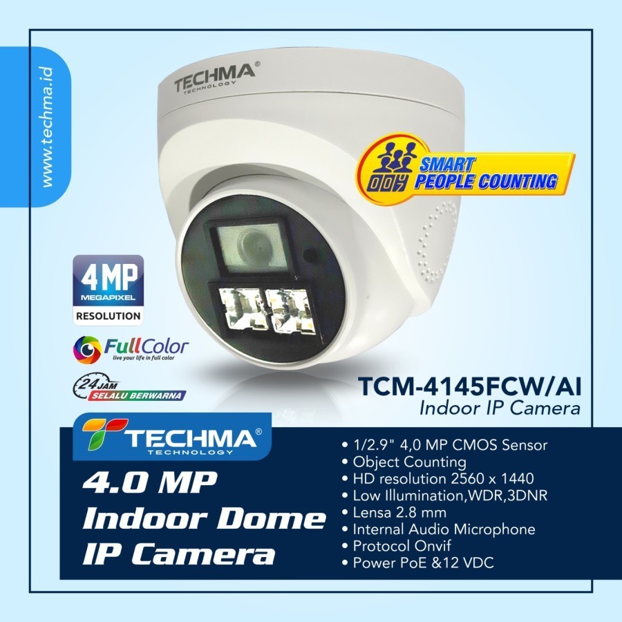 Jual TECHMA PEOPLE COUNTING TURRET IP CAMERA 4MP +FREE COUNTING ...