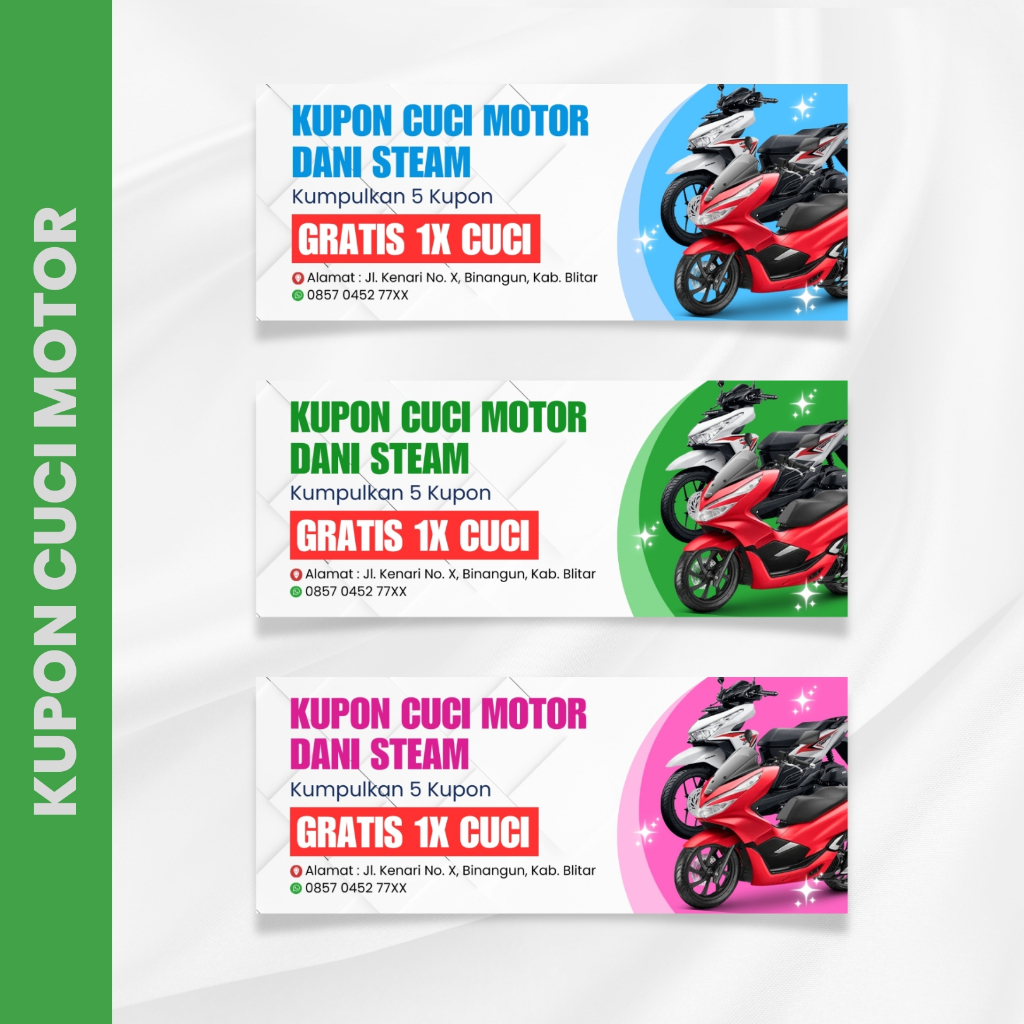 Jual (ISI 200 PCS) KARTU KUPON CUCI MOTOR | Shopee Indonesia