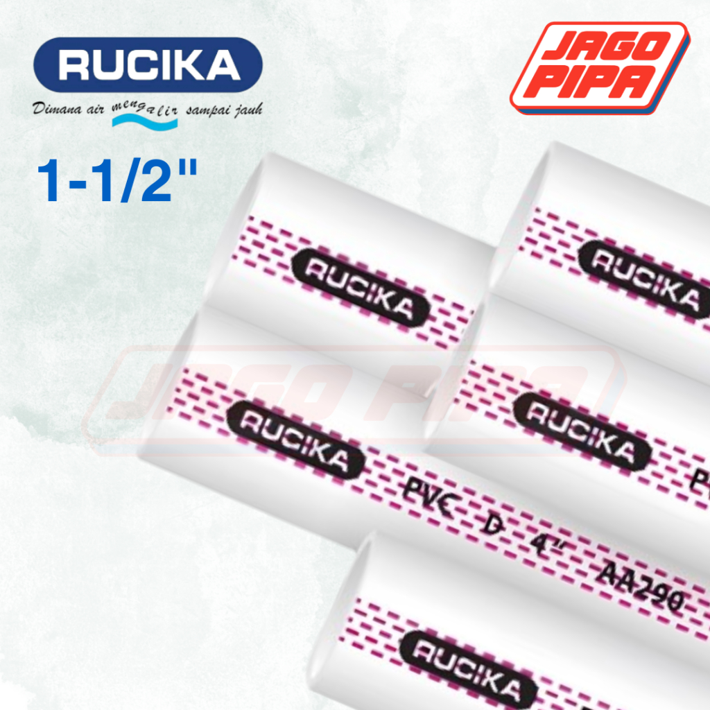 Jual Rucika Pipa D 1-1/2 Inch PVC MOF Putih 4 Meter 1-1/2" Paralon ...