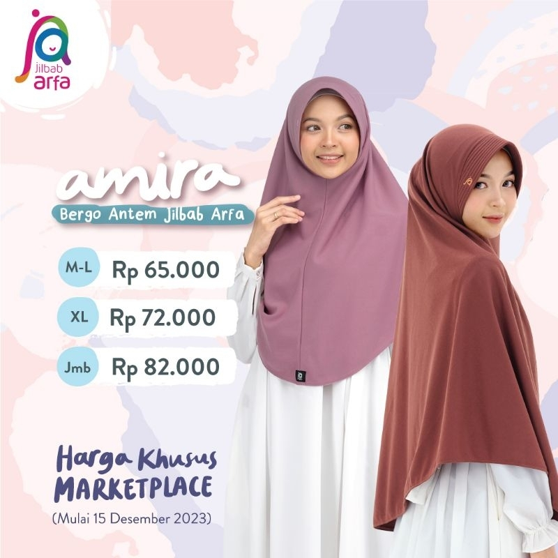 Jual Jilbab Afra Amira Arfa Hijab Bergo Instan Pet Antem Bahan Kaos Kerudung Remaja Sekolah ...