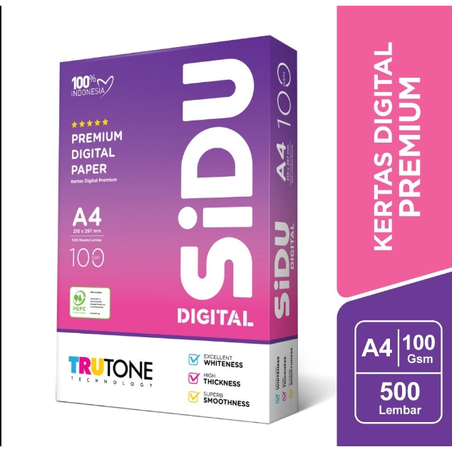 Jual KERTAS HVS SIDU A4 100 GR (1 rim isi 500 LBR) KERTAS PRINT ...