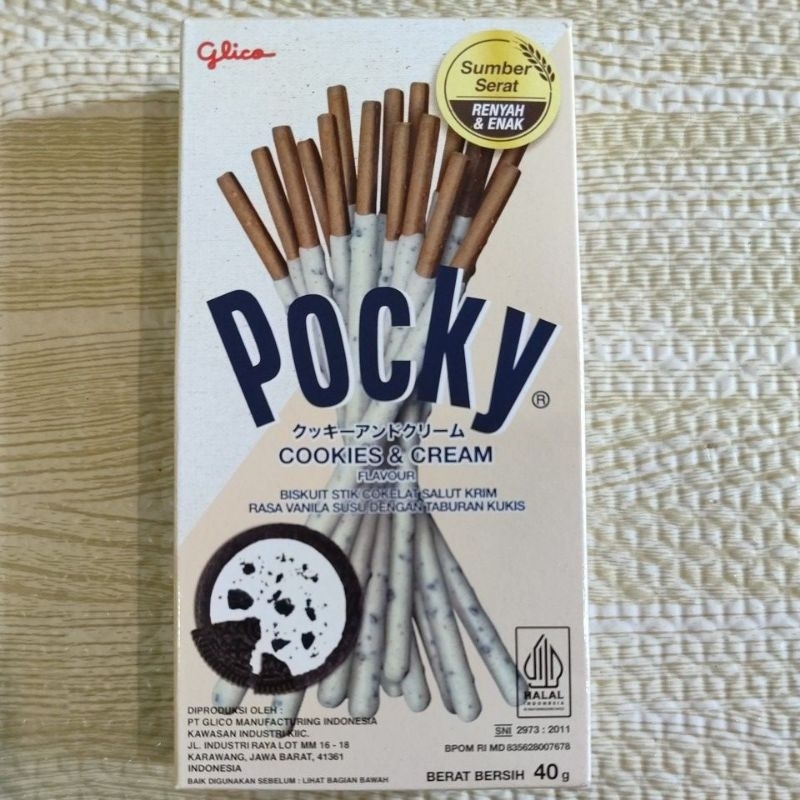 Jual GLICO POCKY COOKIES & CREAM 40GR | BISKUIT STIK COKELAT BERSALUT ...