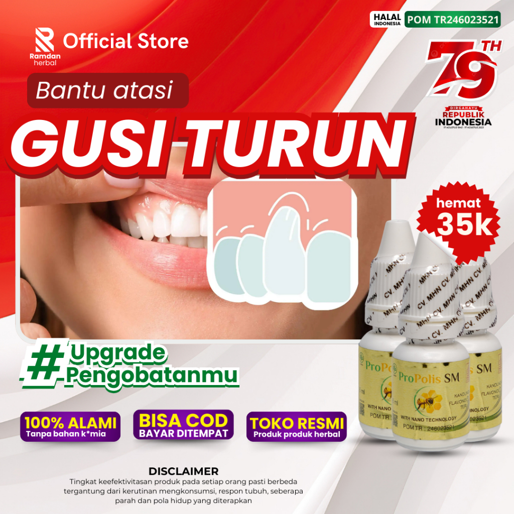 Jual Obat Gusi Turun Propolis SM Obat Resesi Gingiva Penyakit Gusi ...
