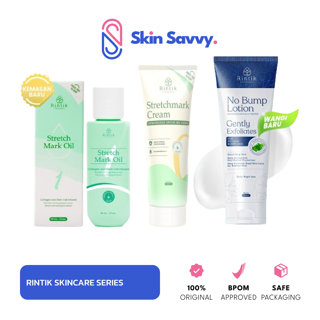 Jual Rintik Skincare - Stretch Mark Oil 90ml / Stretchmark Cream 200ml / No Bump Lotion 100ml ...