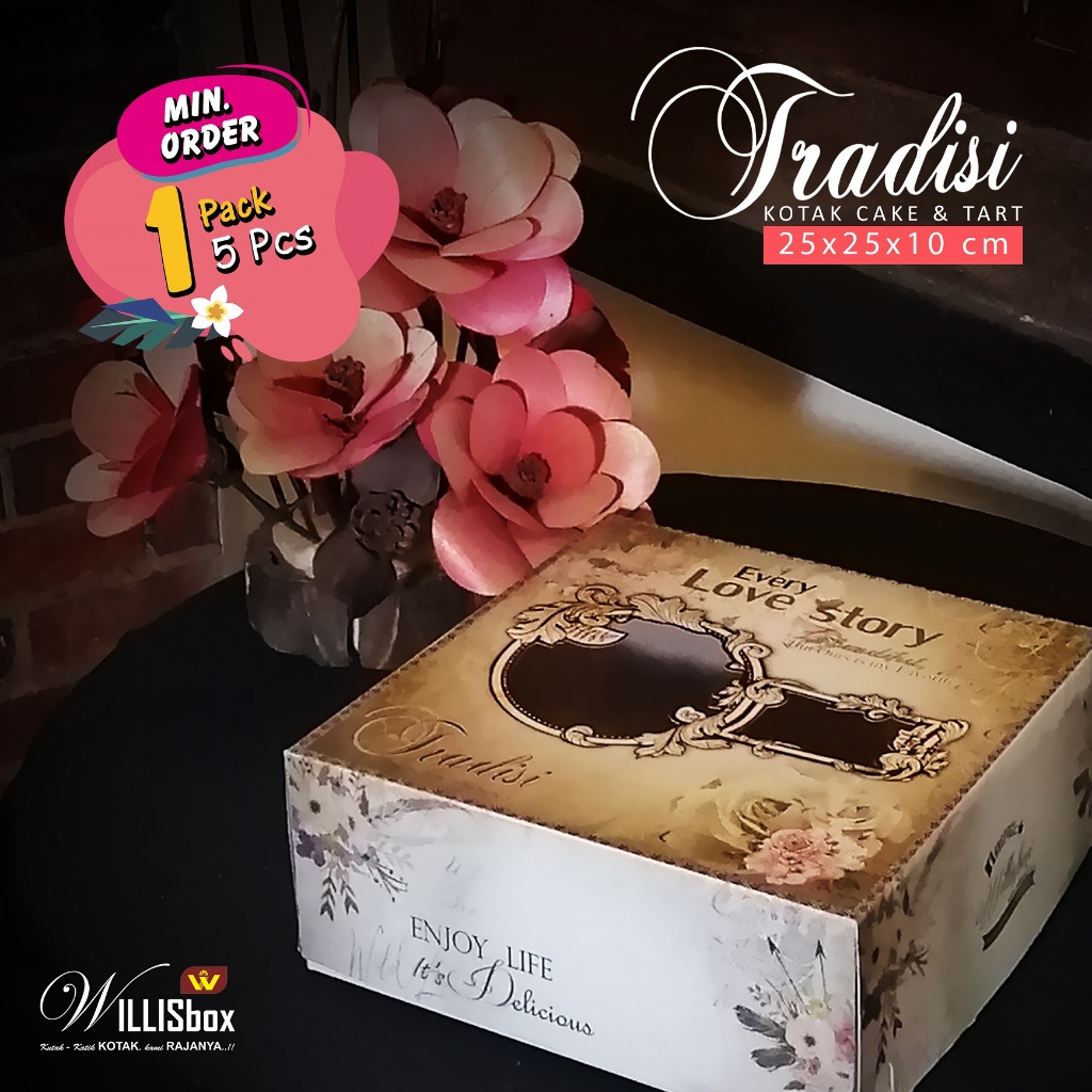 Jual Box Kue 25x25x10 TRADISI Lminasi Motif / Dus Kue Tart, Cake Box ...