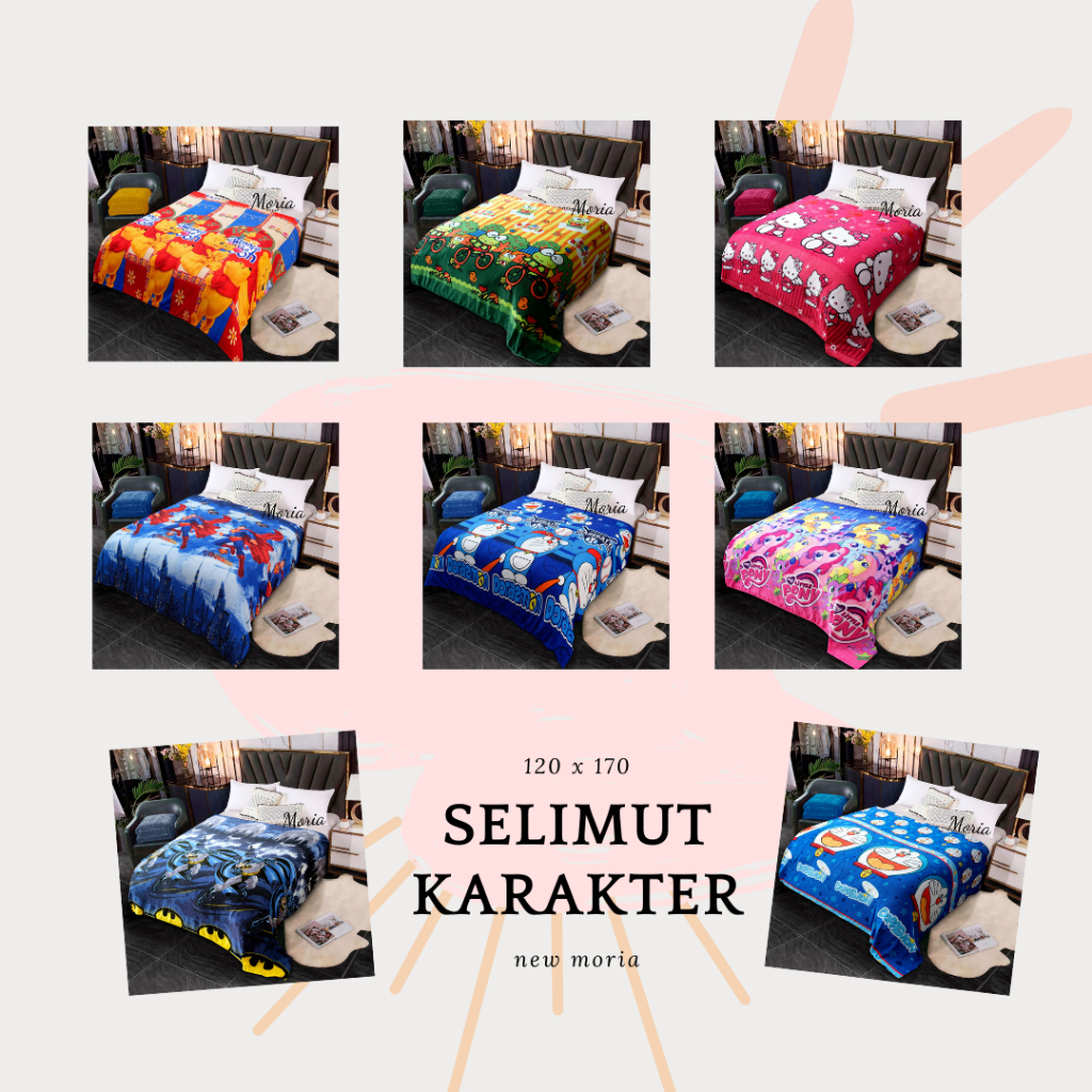 Jual Selimut Karakter Bulu Halus 300 gram 120 x 170 single motif anak ...
