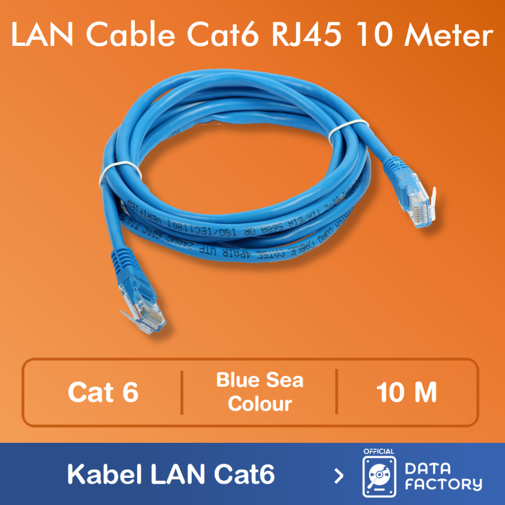 Jual Kabel LAN RJ45 UTP Cat6 Ethernet 10M / 10 Meter - LAN Cable Blue Cat 6 | Shopee Indonesia