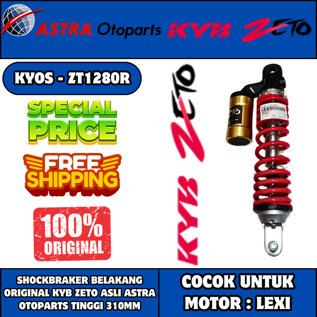 Jual SHOCK BREAKER MOTOR YAMAHA LEXI TABUNG KYB ZETO ZT1280R SUBTANK ORIGINAL SHOCKBREAKER ...