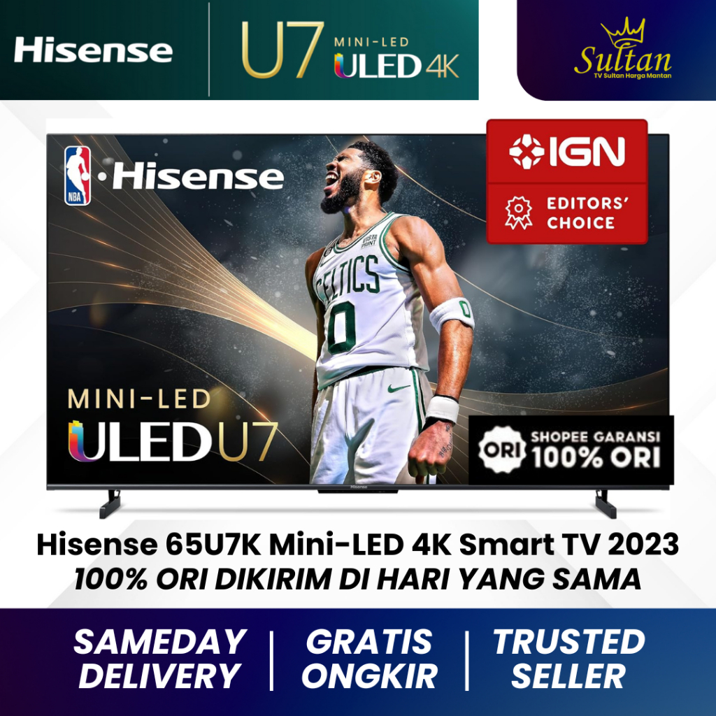 Jual Hisense 65 inch 4K Smart TV 65U7K Mini-LED GARANSI RESMI ULED TV 144Hz MEMC Dolby Atmos 100 ...