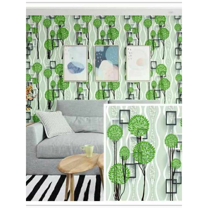 Jual Wallpaper Dinding 3D Pohon Bunga Hijau Ukuran 45 Cm x 10 Meter | Shopee Indonesia