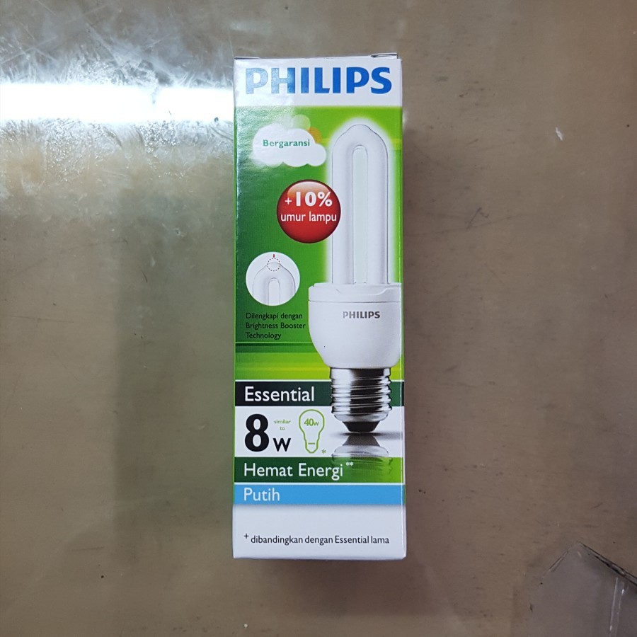 Jual PHILIPS LAMPU ESSENTIAL 8W E27 / BOHLAM LILIN / PLC / JARI HEMAT ...