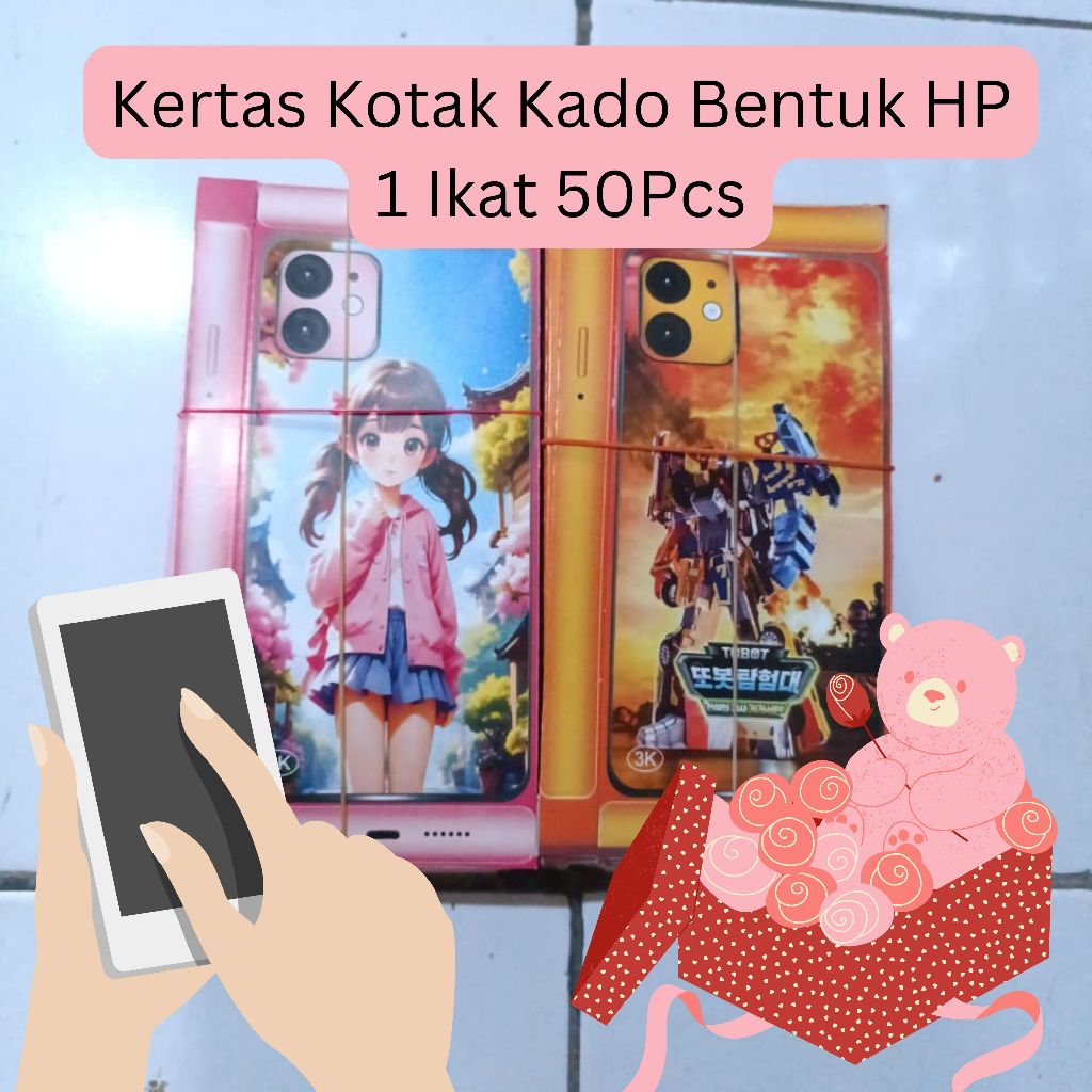 Jual KERTAS KOTAK KADO BENTUK HANDPHONE HP 1 IKAT 50PCS | Shopee Indonesia