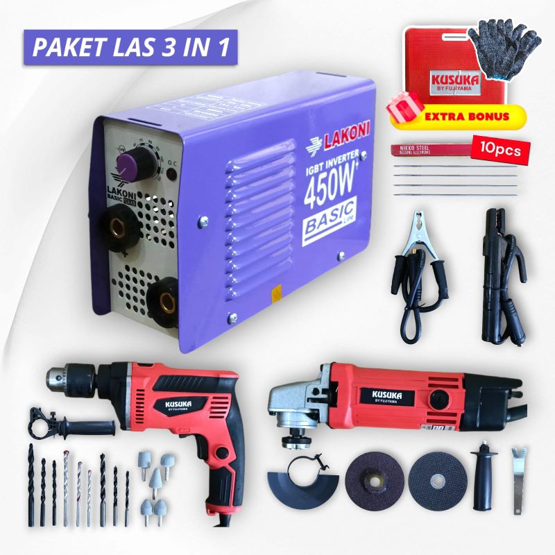 Jual PAKET COMBO Mesin Las Lakoni 450watt + Bor Gerinda Koper Set ...