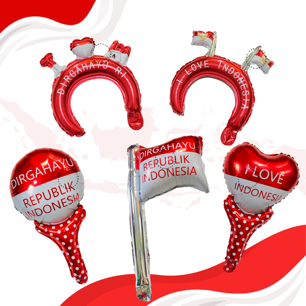 Jual JE.ID Balon 17 Agustus Balon Foil Pentungan HUT RI Merah Putih ...