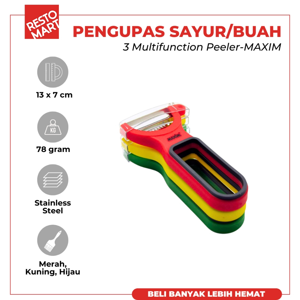Jual Pengupas Sayur Buah / Set Of 3 Multifunction Peeler MAXIM ...