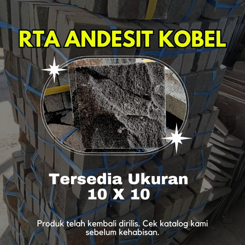 Jual BATU ALAM RTA ANDESIT KOBEL | UKURAN 10 X 10CM Tebal 3 cm | Shopee ...